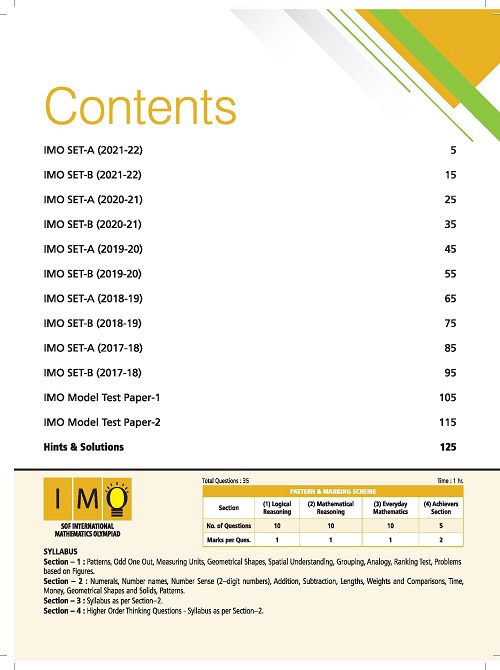 Class 1 Mathematics Olympiad Previous 5 Years Papers Schools